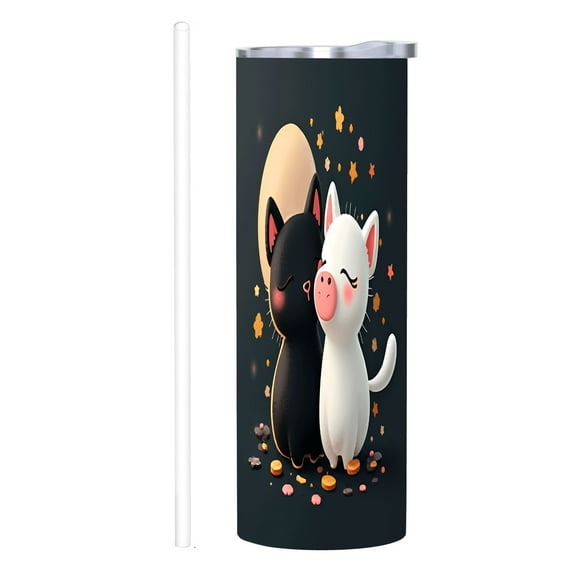20 oz Stainless Steel Insulated Tumbler - Whimsical Cats & Moon Design ...