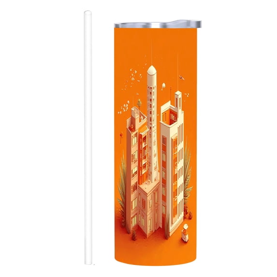 20 oz Stainless Steel Insulated Tumbler - Whimsical Cityscape Design ...