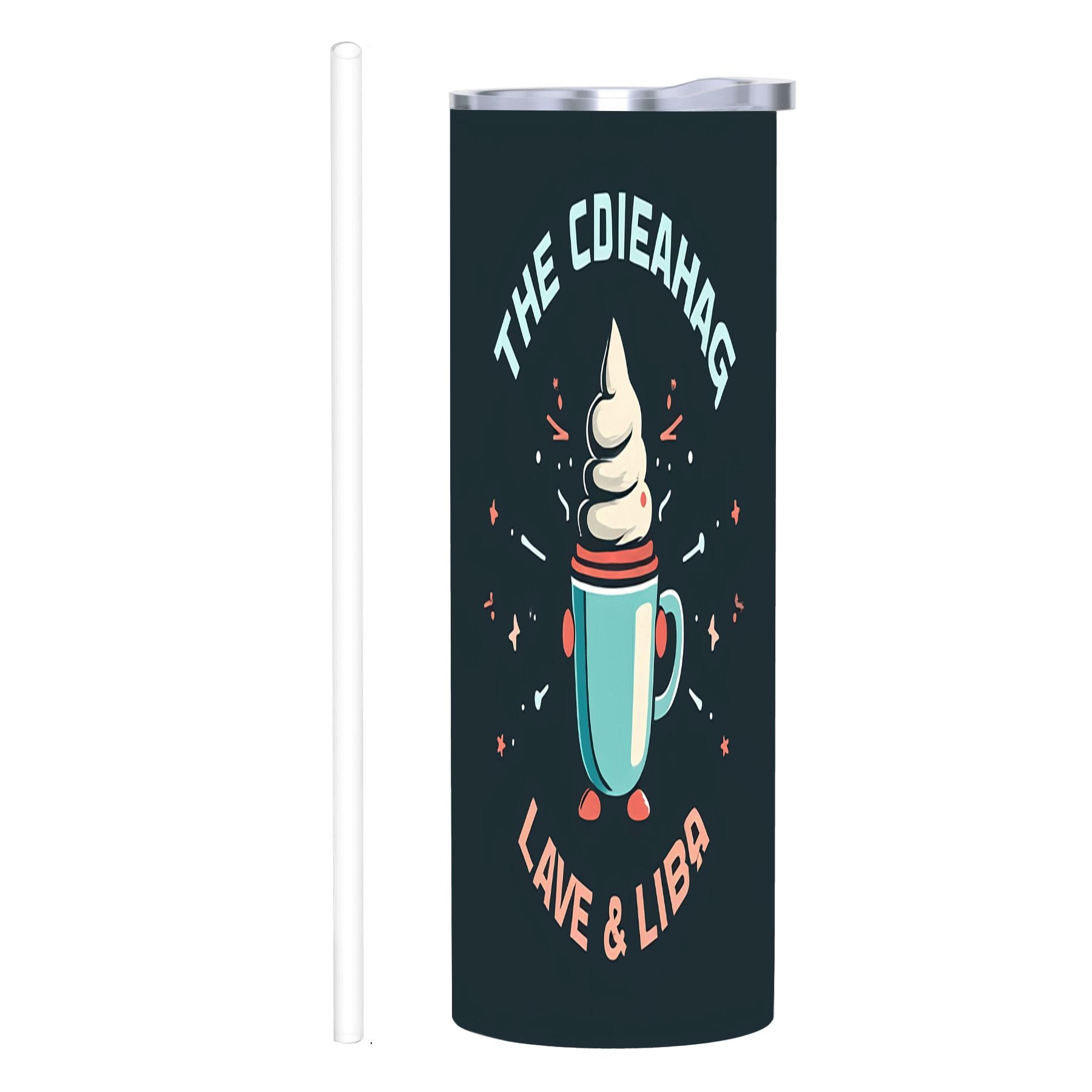 20 oz Stainless Steel Insulated Tumbler - Whimsical Dark Blue Ice Cream ...