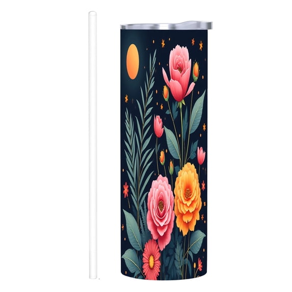 20 oz Stainless Steel Insulated Tumbler - Whimsical Floral Design with ...
