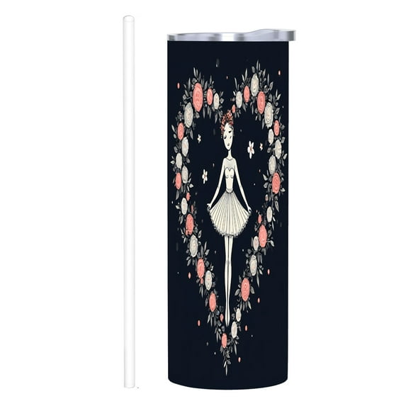 20 oz Stainless Steel Insulated Tumbler - Whimsical Floral Heart Design ...