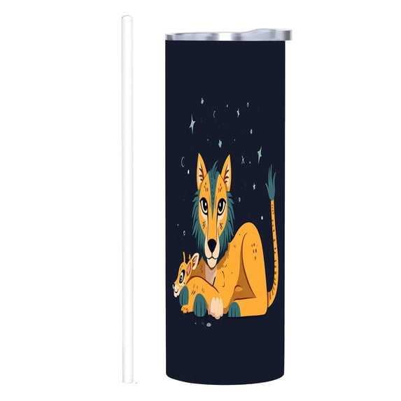 20 oz Stainless Steel Insulated Tumbler - Whimsical Lion & Cub Design ...