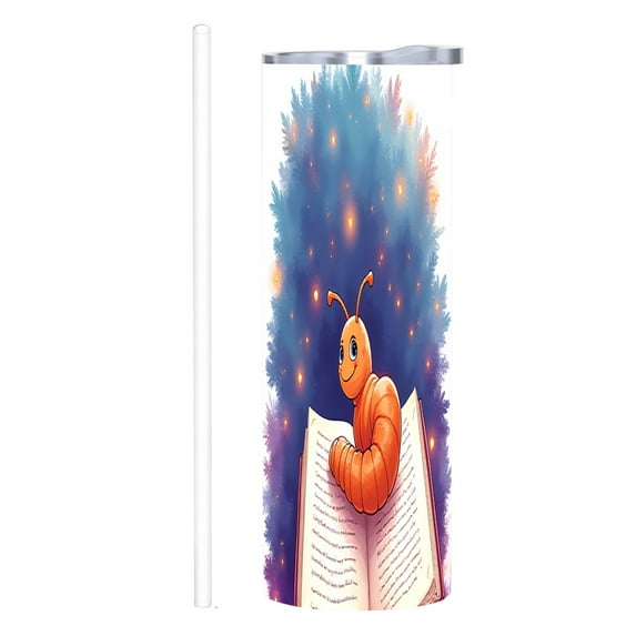 20 oz Stainless Steel Insulated Tumbler - Whimsical Orange on Book ...