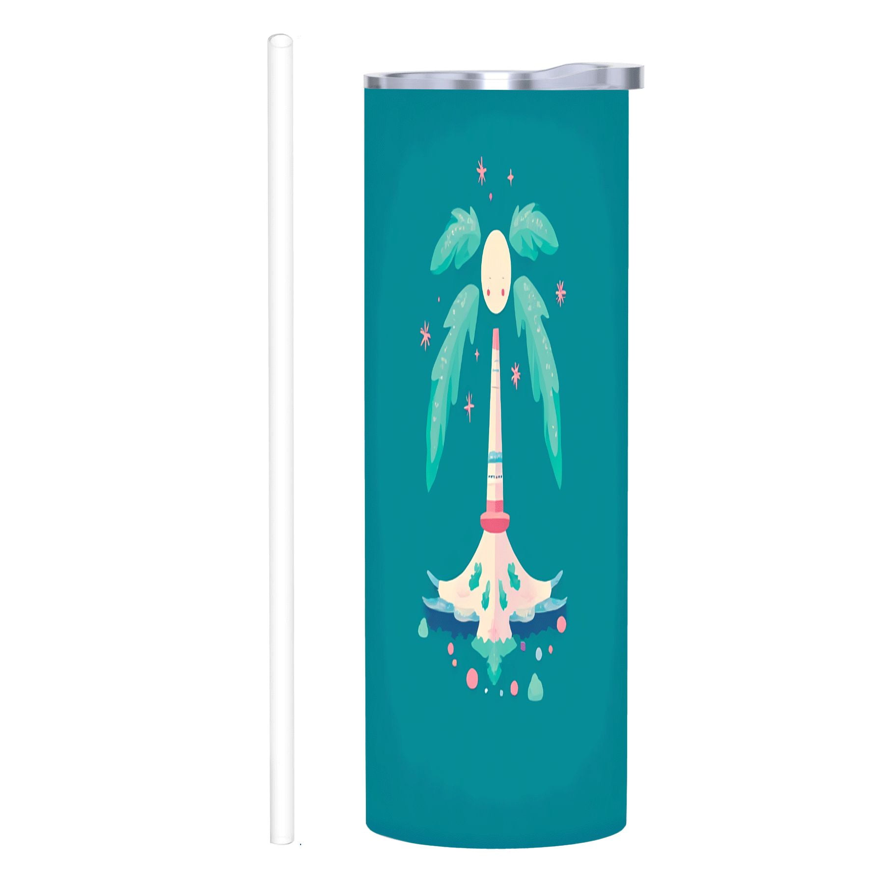 20 oz Stainless Steel Insulated Tumbler - Whimsical Palm Tree Design ...