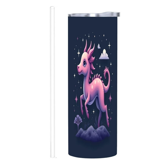 20 oz Stainless Steel Insulated Tumbler - Whimsical Pink Dragon Design ...