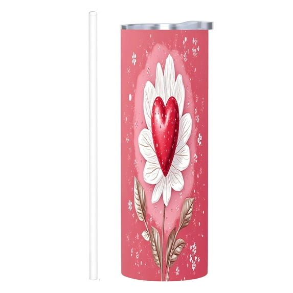 20 oz Stainless Steel Insulated Tumbler - Whimsical Pink Flower Design ...