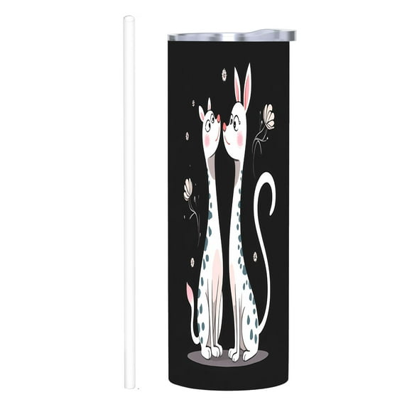 20 oz Stainless Steel Insulated Tumbler - Whimsical Rabbit & Cat Design ...