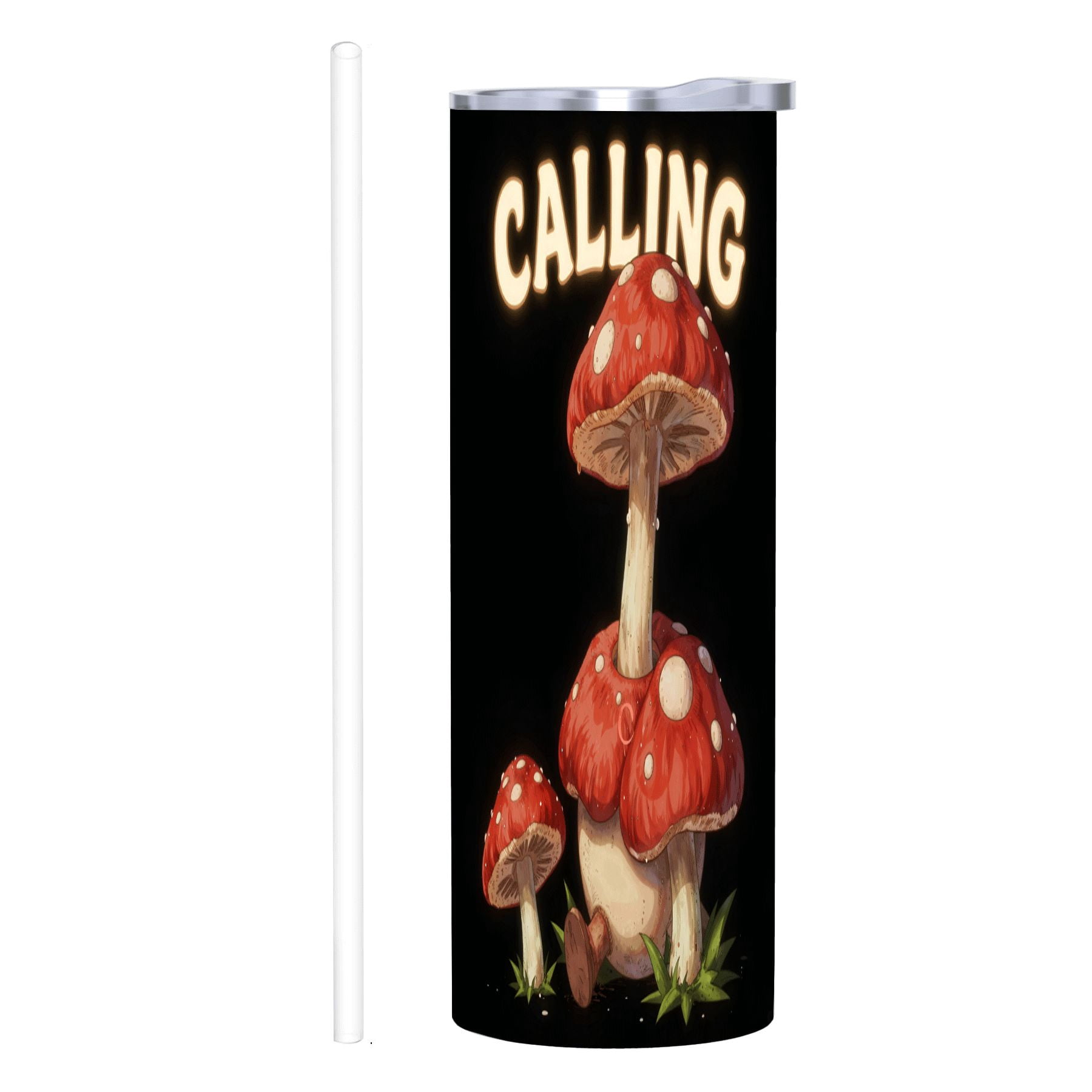 20 oz Stainless Steel Insulated Tumbler - Whimsical Red Mushroom Design ...