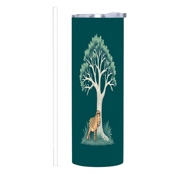 20 oz Stainless Steel Insulated Tumbler - Whimsical Tree & Tiger Design ...
