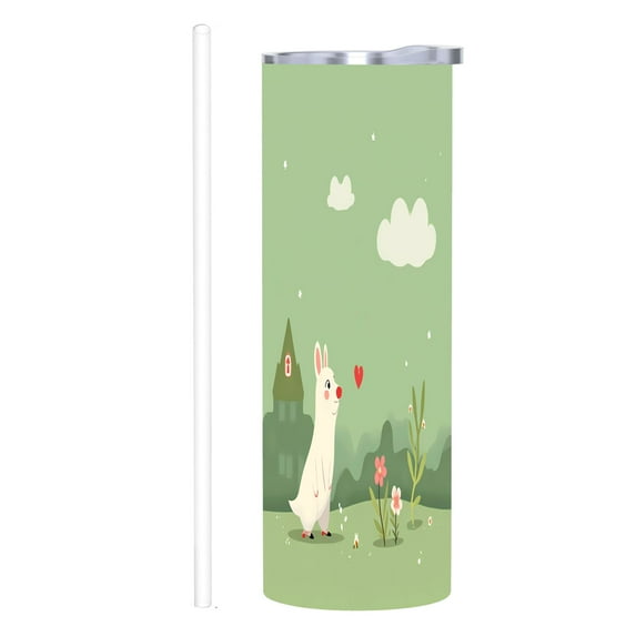 20 oz Stainless Steel Insulated Tumbler - Whimsical White Rabbit Design ...