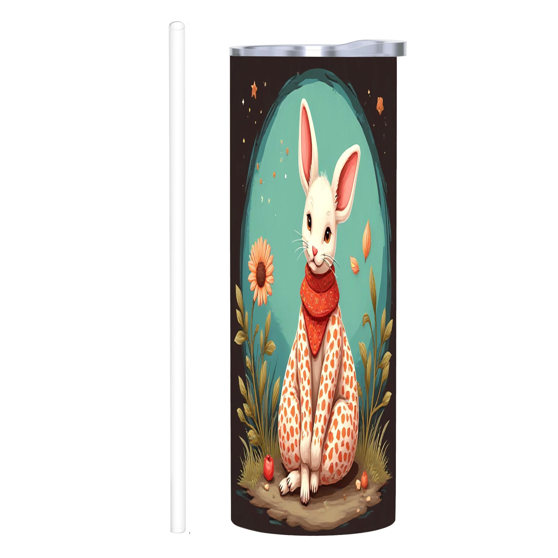 20 oz Stainless Steel Insulated Tumbler - Whimsical White Rabbit Design ...