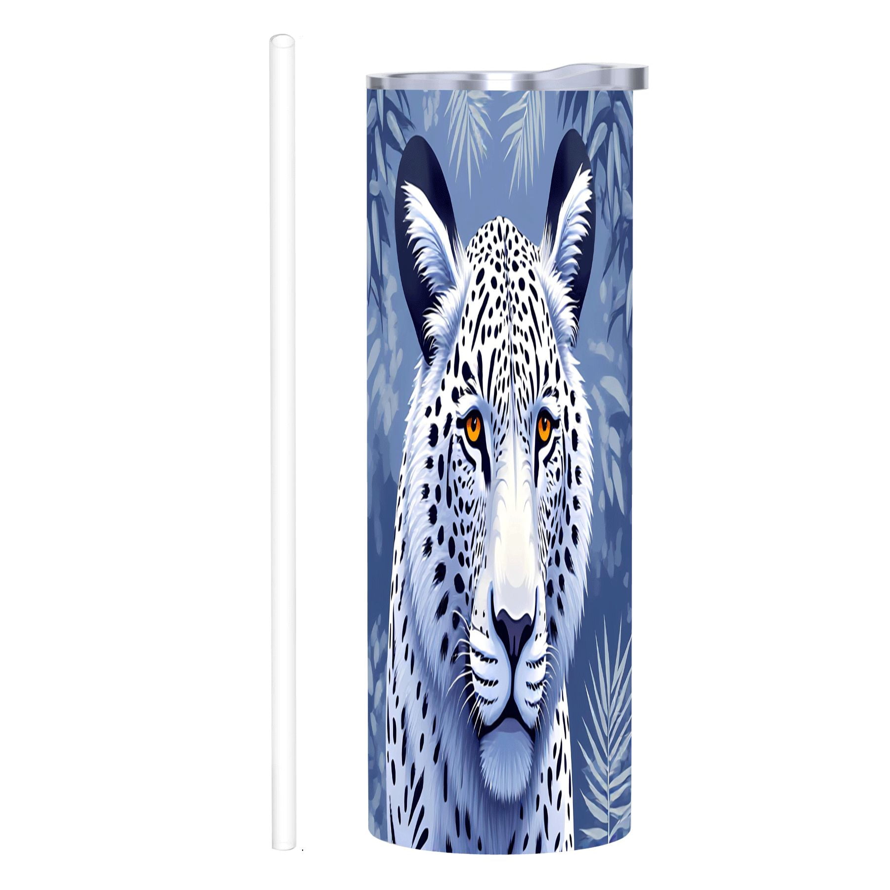 20 oz Stainless Steel Insulated Tumbler - White Design Blue Background ...