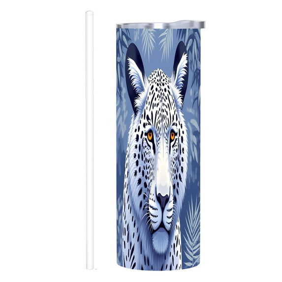 20 oz Stainless Steel Insulated Tumbler - White Design Blue Background ...