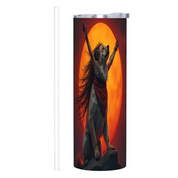 20 oz Stainless Steel Insulated Tumbler - Wild Wolf Design Double Wall ...