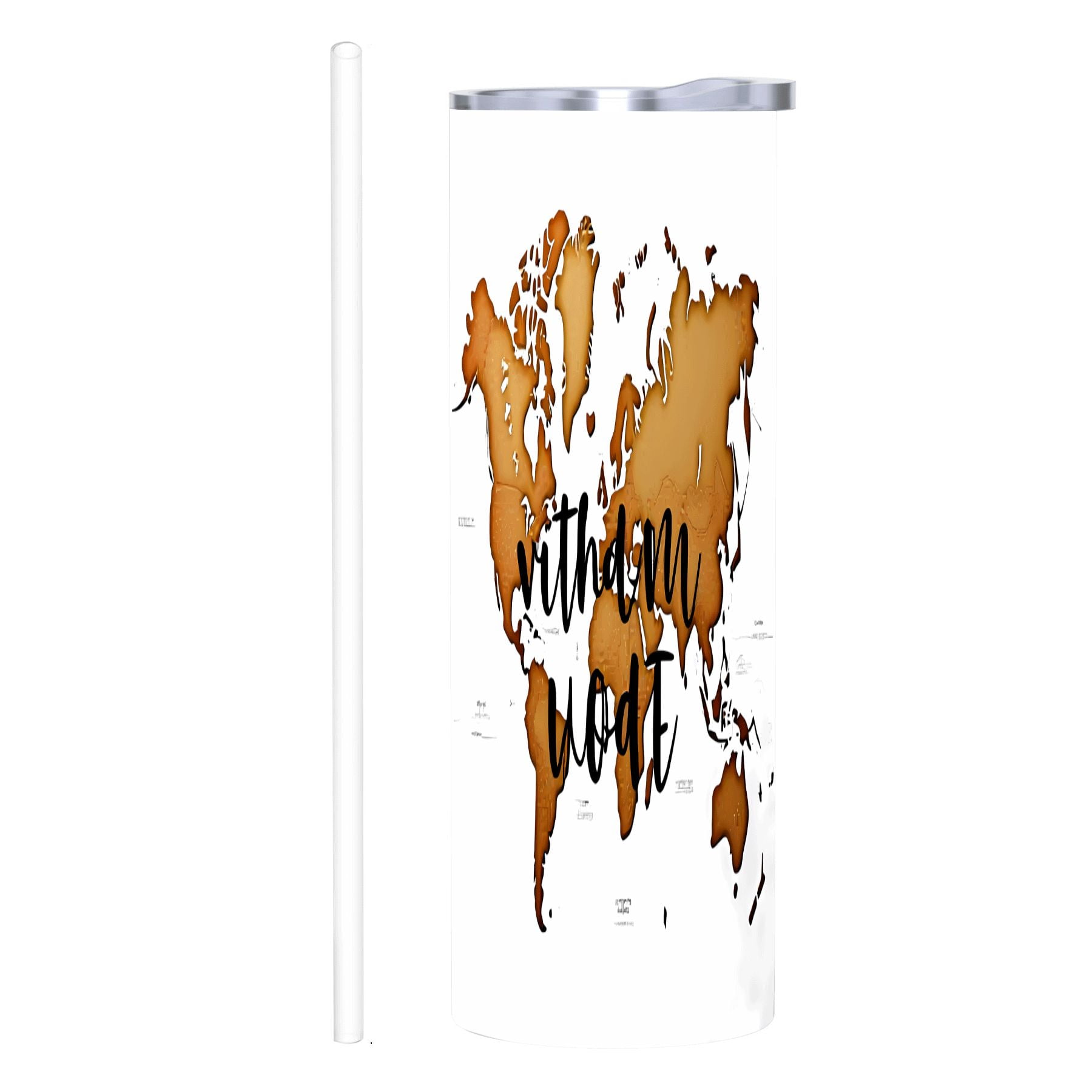 20 oz Stainless Steel Insulated Tumbler - World Map Design in Brown ...