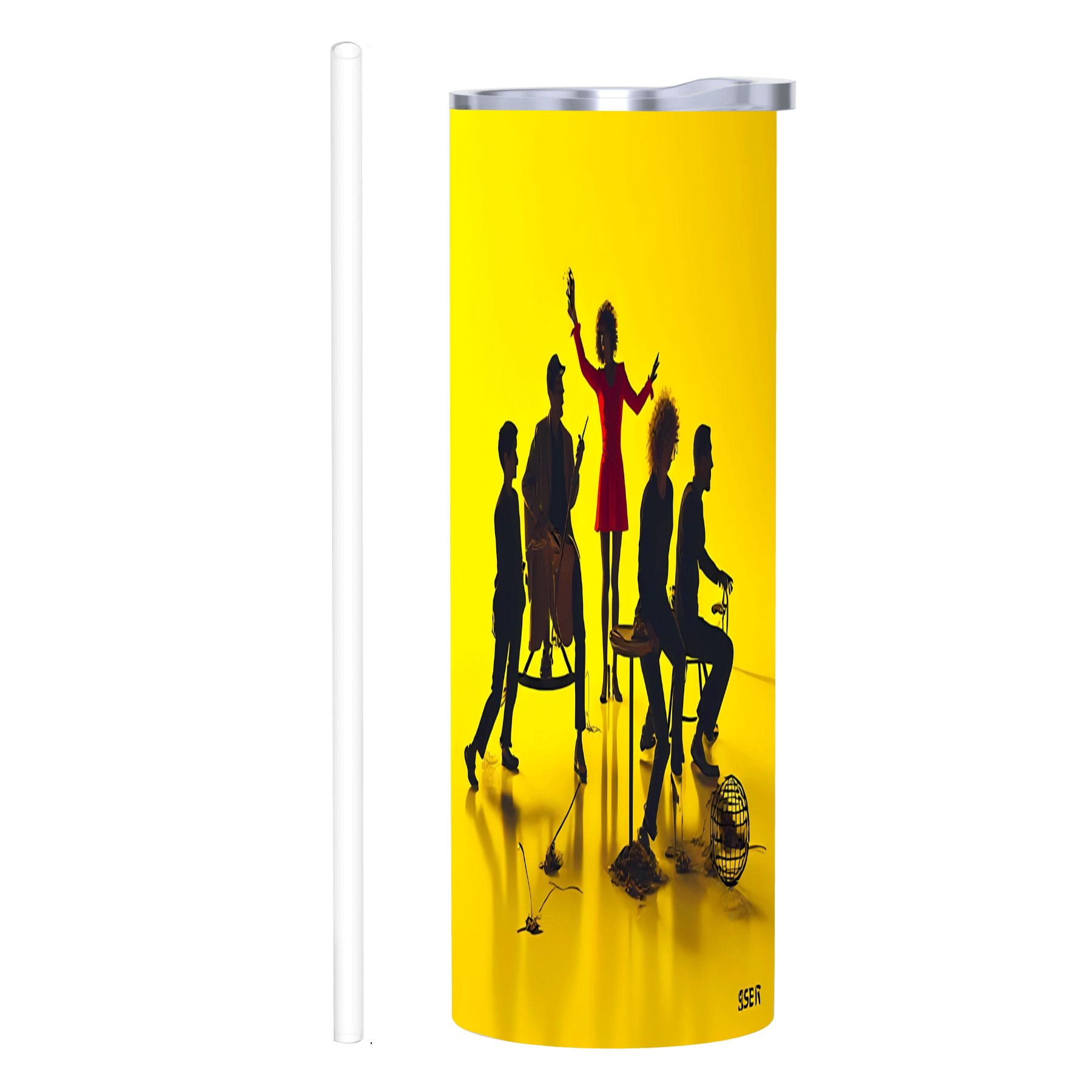 20 oz Stainless Steel Insulated Tumbler - Yellow Background with Black ...