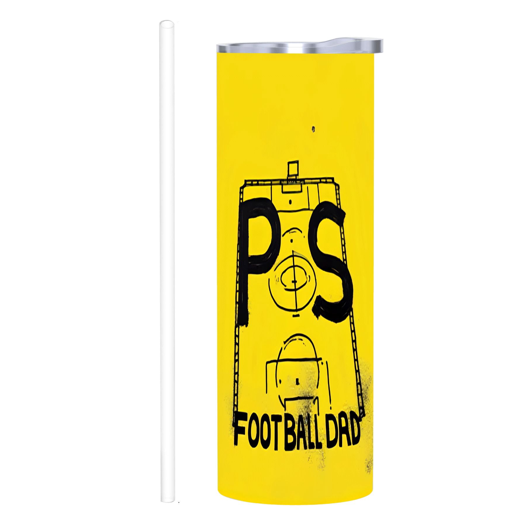 20 oz Stainless Steel Insulated Tumbler - Yellow Soccer Field Design ...