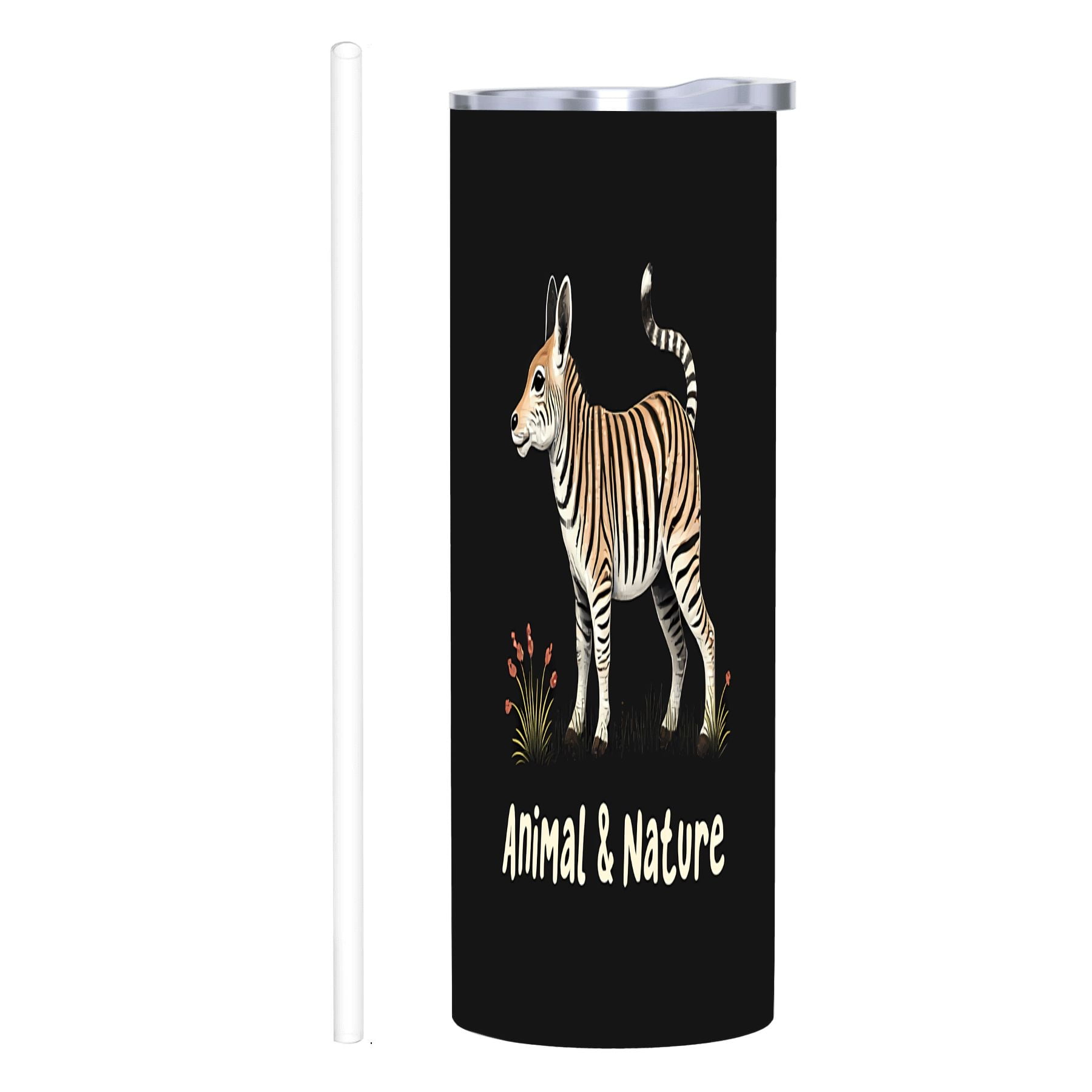 20 oz Stainless Steel Insulated Tumbler - Zebra Pattern Double Wall ...