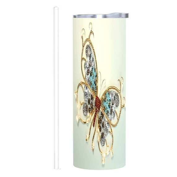 20 oz Stainless Steel Insulated Tumbler with Butterfly Design Gold ...
