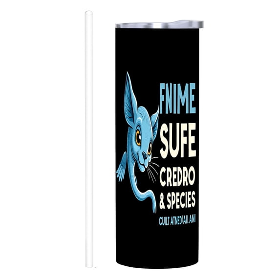 20 oz Stainless Steel Insulated Tumbler with Cartoon Blue Cat Design ...