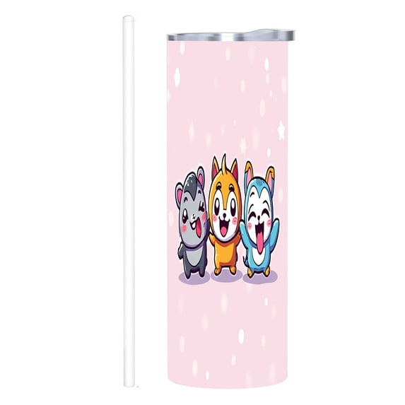 20 oz Stainless Steel Insulated Tumbler with Cartoon Characters & Pink ...