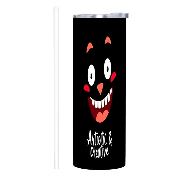 20 oz Stainless Steel Insulated Tumbler with Cartoon Face Design Lid ...