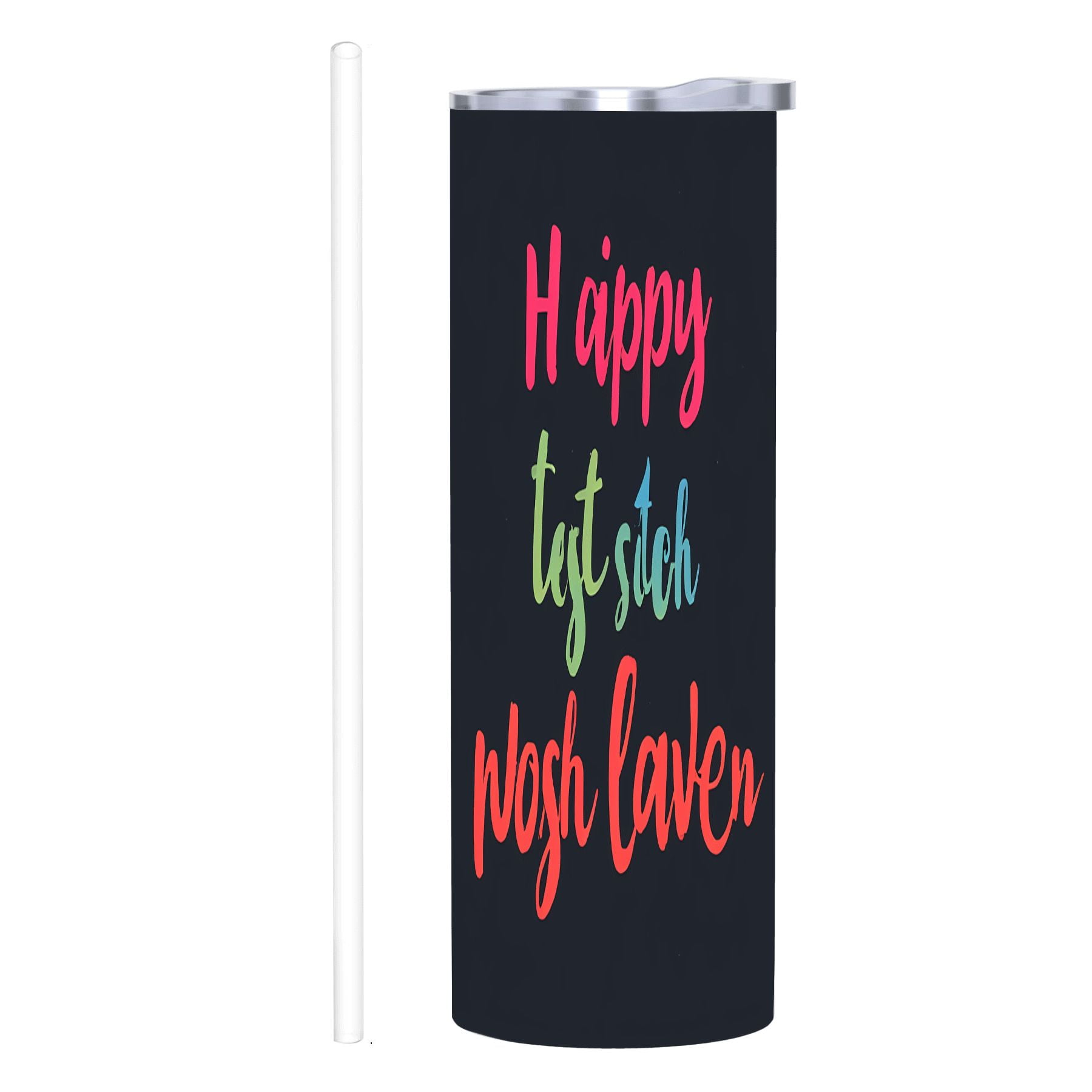 20 oz Stainless Steel Insulated Tumbler with Colorful Cursive Text ...