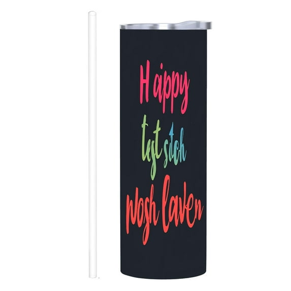 20 oz Stainless Steel Insulated Tumbler with Colorful Cursive Text ...