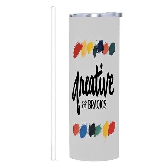 20 oz Stainless Steel Insulated Tumbler with Colorful Paintbrush Design Lids & Straw - Perfect ...