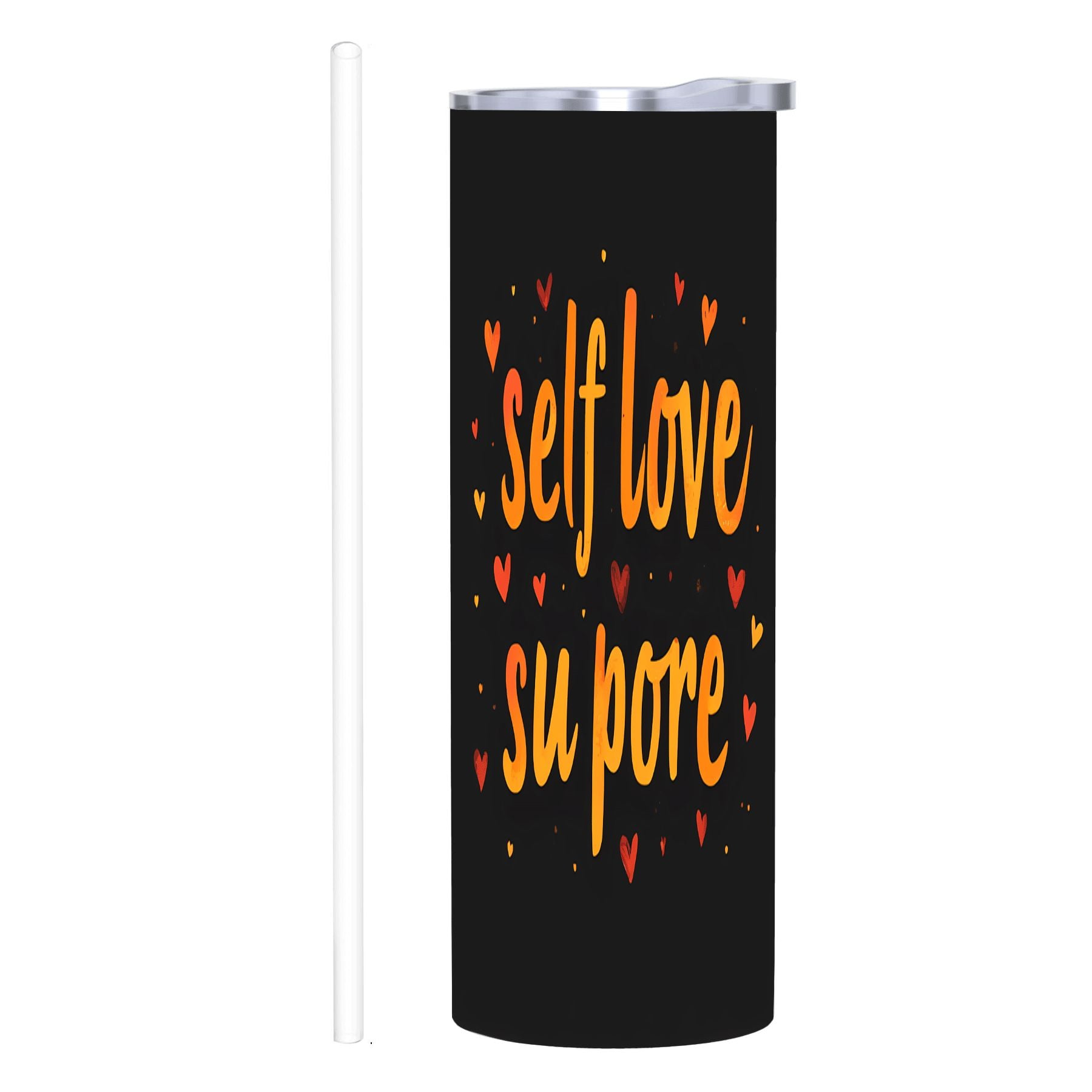20 oz Stainless Steel Insulated Tumbler with Colorful ' Self Love Su ...