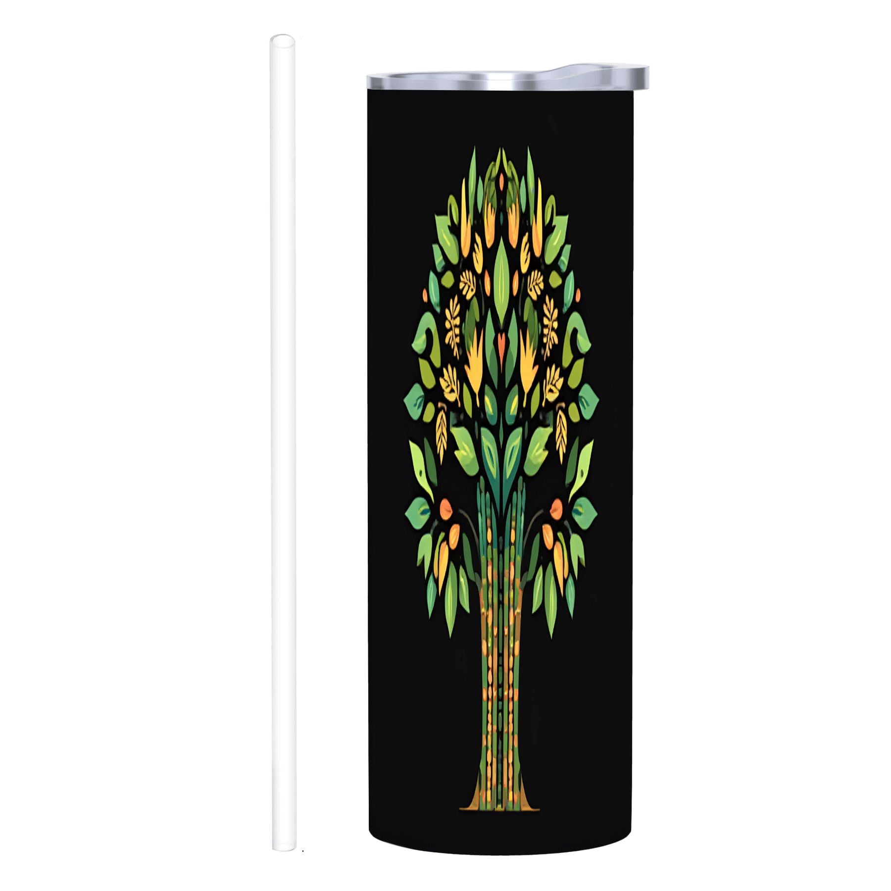 20 oz Stainless Steel Insulated Tumbler with Colorful Tree Design Lid ...