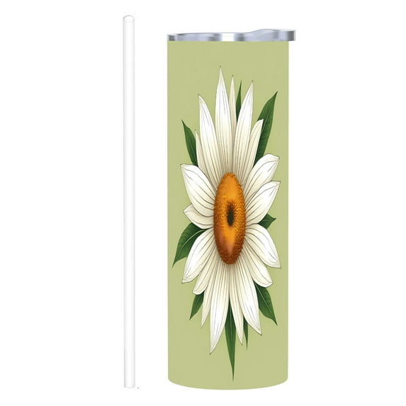 20 oz Stainless Steel Insulated Tumbler with Daisy Design Green ...