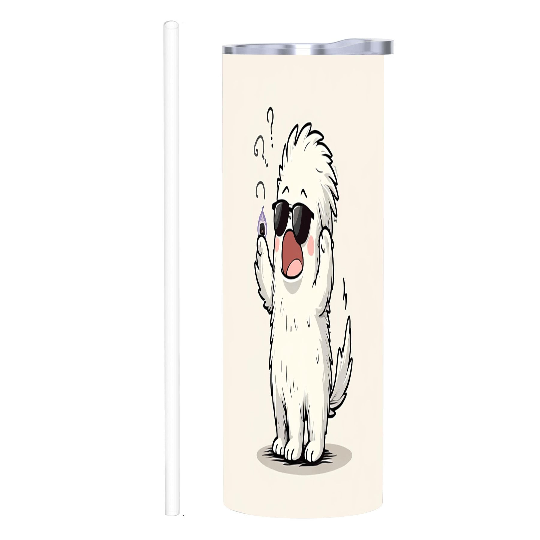 20 oz Stainless Steel Insulated Tumbler with Fun Cartoon Dog Design ...