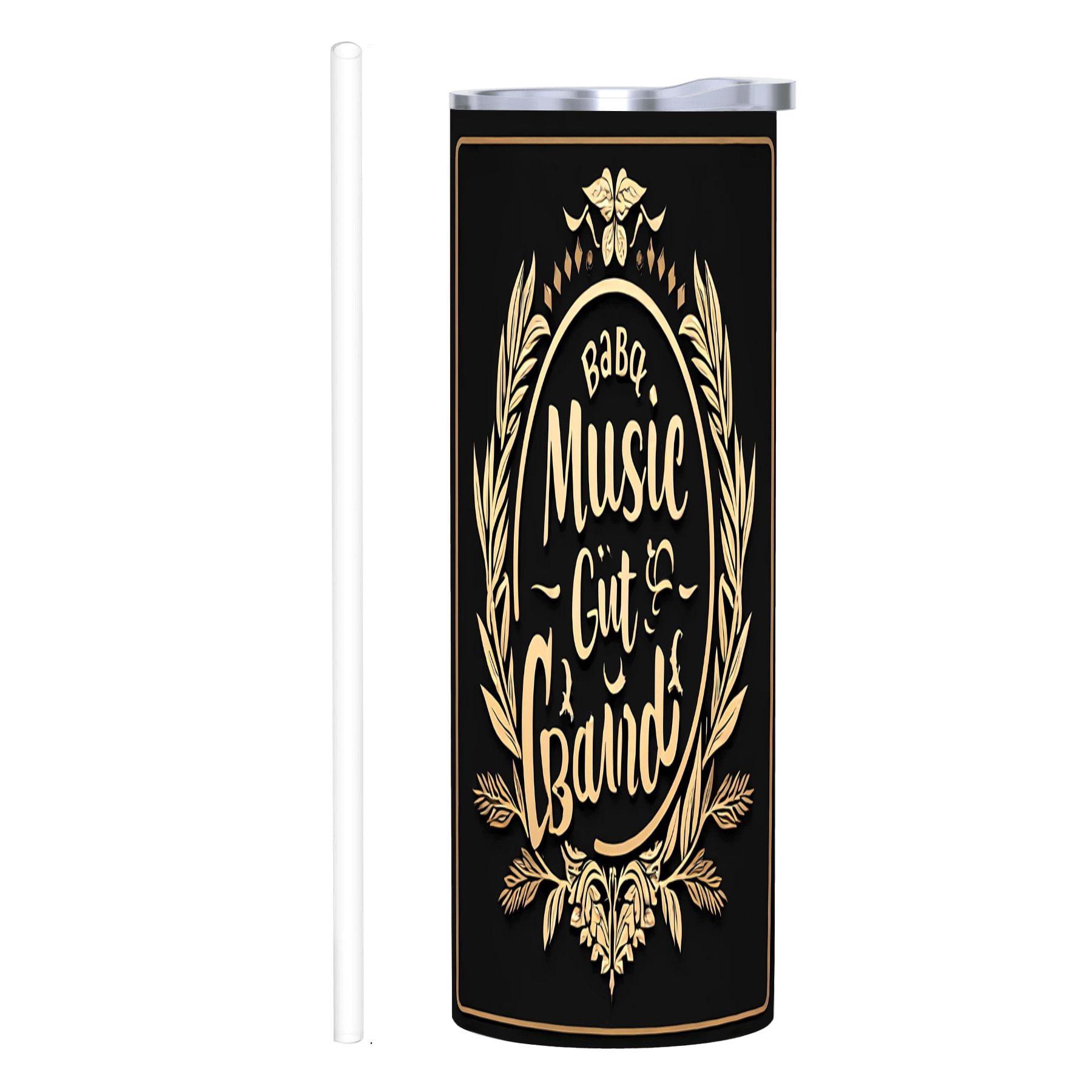 20 oz Stainless Steel Insulated Tumbler with Gold Wreath Design ...