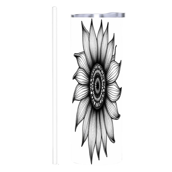 20 oz Stainless Steel Insulated Tumbler with Intricate Sunflower Design ...