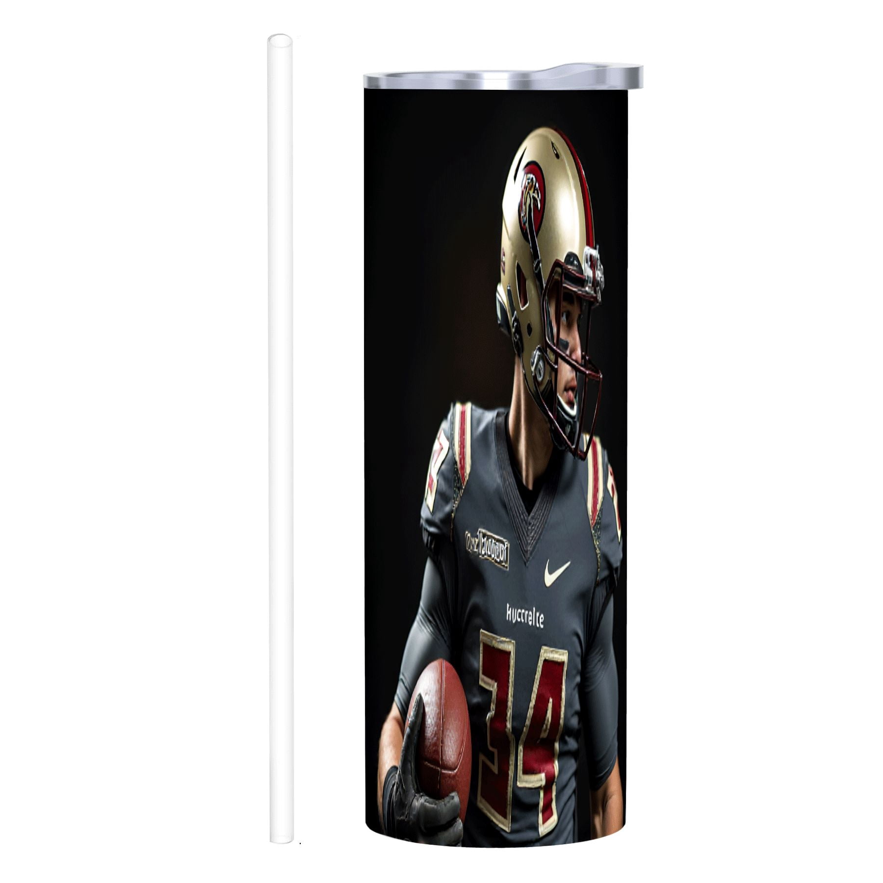 20 oz Stainless Steel Insulated Tumbler with Lid & Straw - Football ...