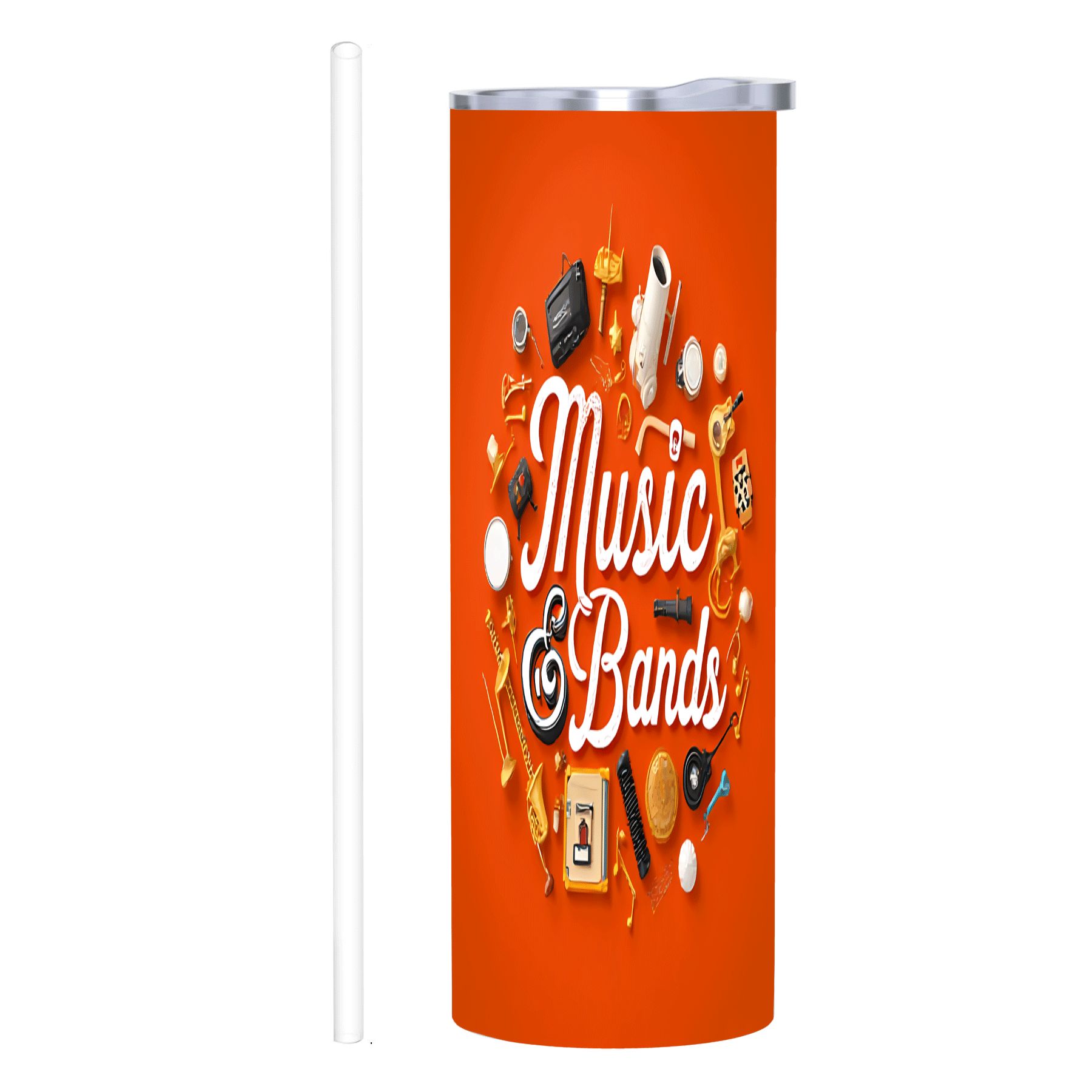 20 oz Stainless Steel Insulated Tumbler with Lids & Straw - Music ...