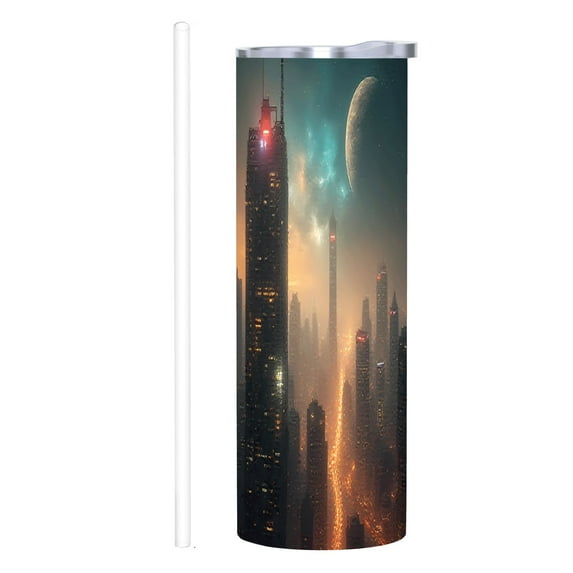 20 oz Stainless Steel Insulated Tumbler with Lids & Straw - Stylish ...