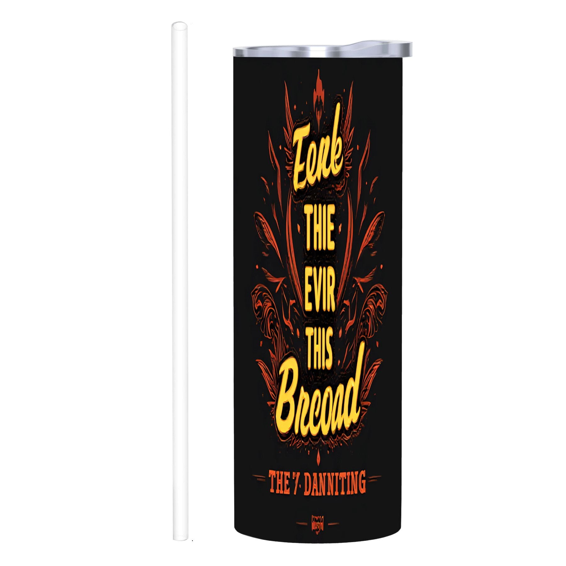 20 oz Stainless Steel Insulated Tumbler with Metallic Lid & Straw ...
