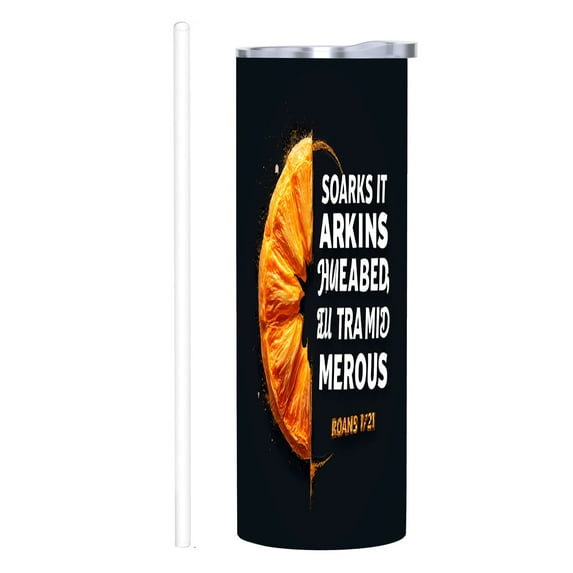 20 oz Stainless Steel Insulated Tumbler with Orange Design - Reusable ...