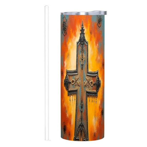 20 oz Stainless Steel Insulated Tumbler with Ornate Cross Design ...