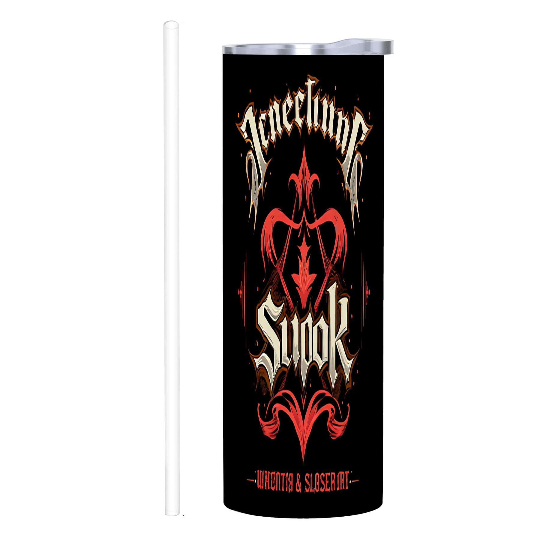 20 oz Stainless Steel Insulated Tumbler with Ornate Red & Gold Design ...