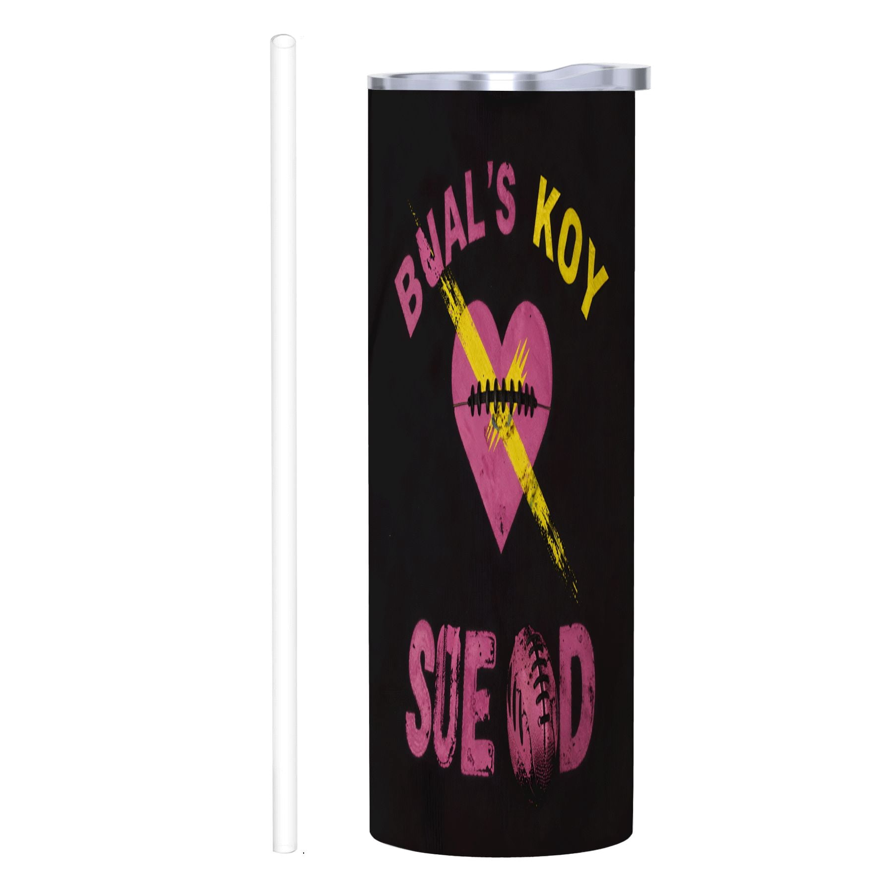 20 oz Stainless Steel Insulated Tumbler with Pink Heart & Lashing ...