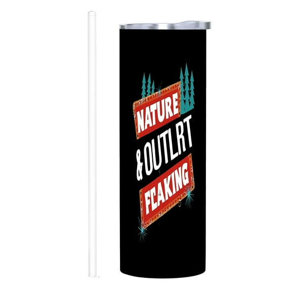 20 oz Stainless Steel Insulated Tumbler with Silver Lid Bold " NATURE ...