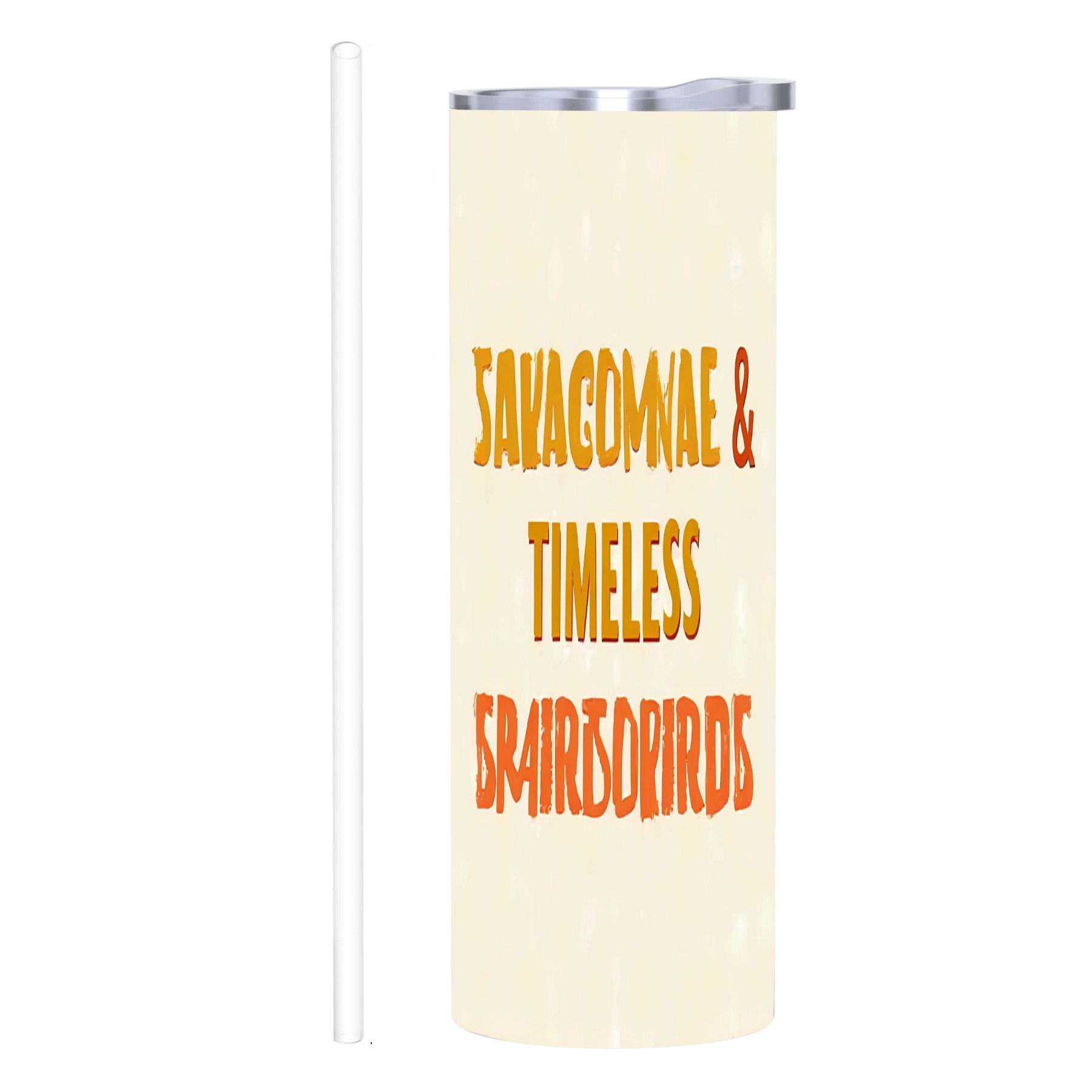 20 oz Stainless Steel Insulated Tumbler with Silver Lid Cream Body Bold ...