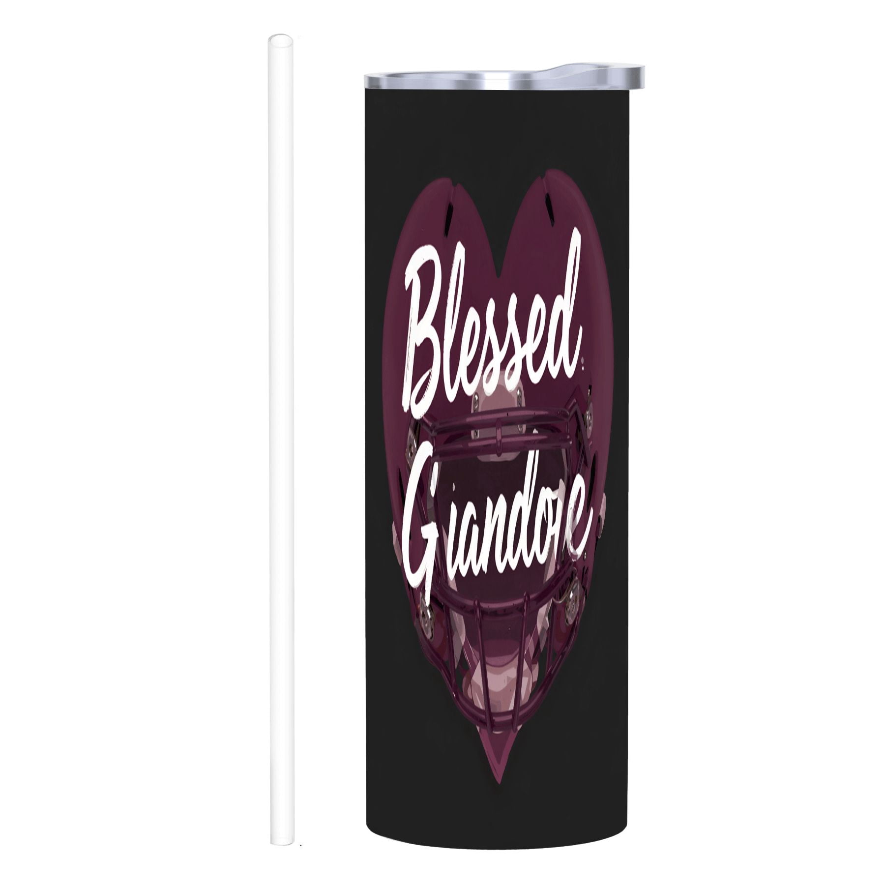 20 oz Stainless Steel Insulated Tumbler with Silver Lid Maroon Heart ...