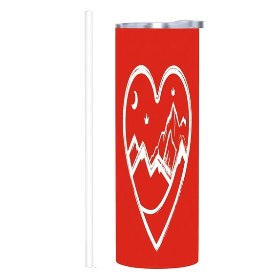 20 oz Stainless Steel Insulated Tumbler with Silver Lid Red Heart ...