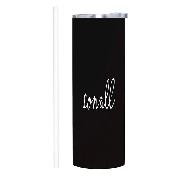 20 oz Stainless Steel Insulated Tumbler with Silver Lid & Straw - Sleek ...