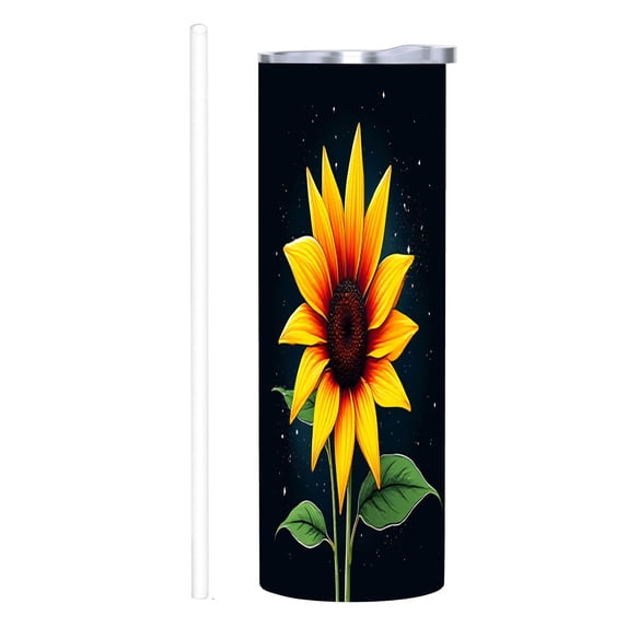 20 oz Stainless Steel Insulated Tumbler with Sunflower Design Lids ...