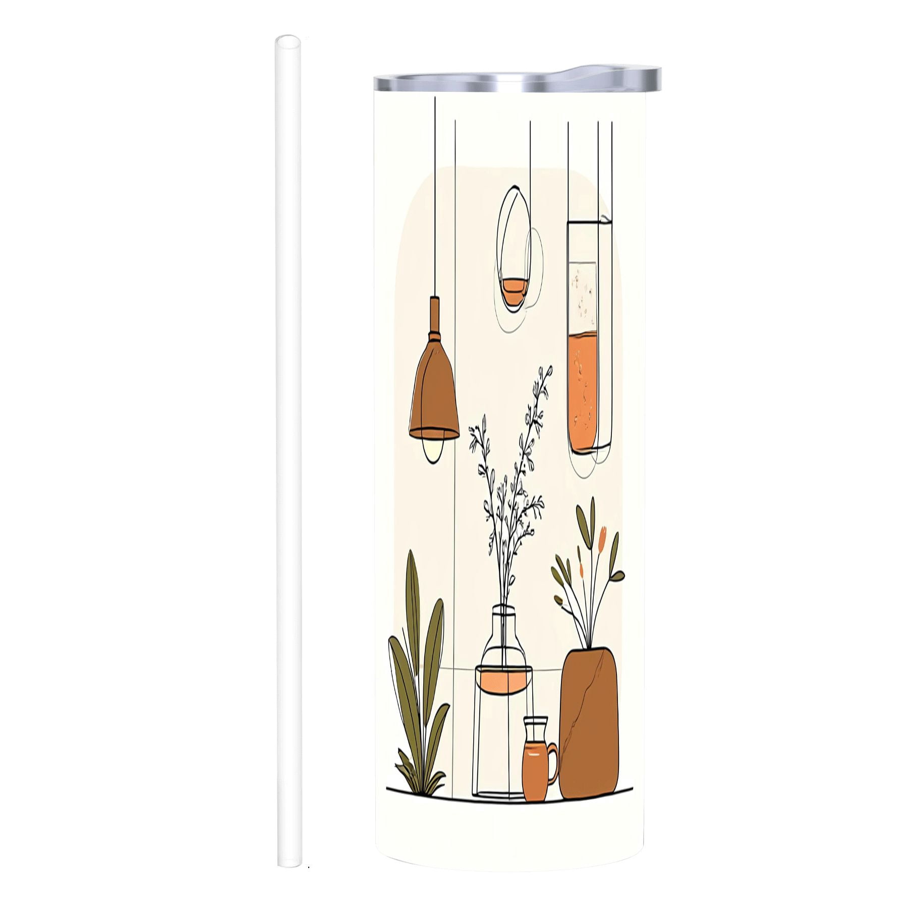 20 oz Stainless Steel Insulated Tumbler with Unique Plant Illustrations ...